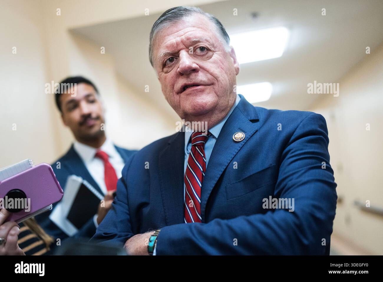 UNITED STATES - JANUARY 7: Rep. Tom Cole, R-Okla., talks with reporters ...
