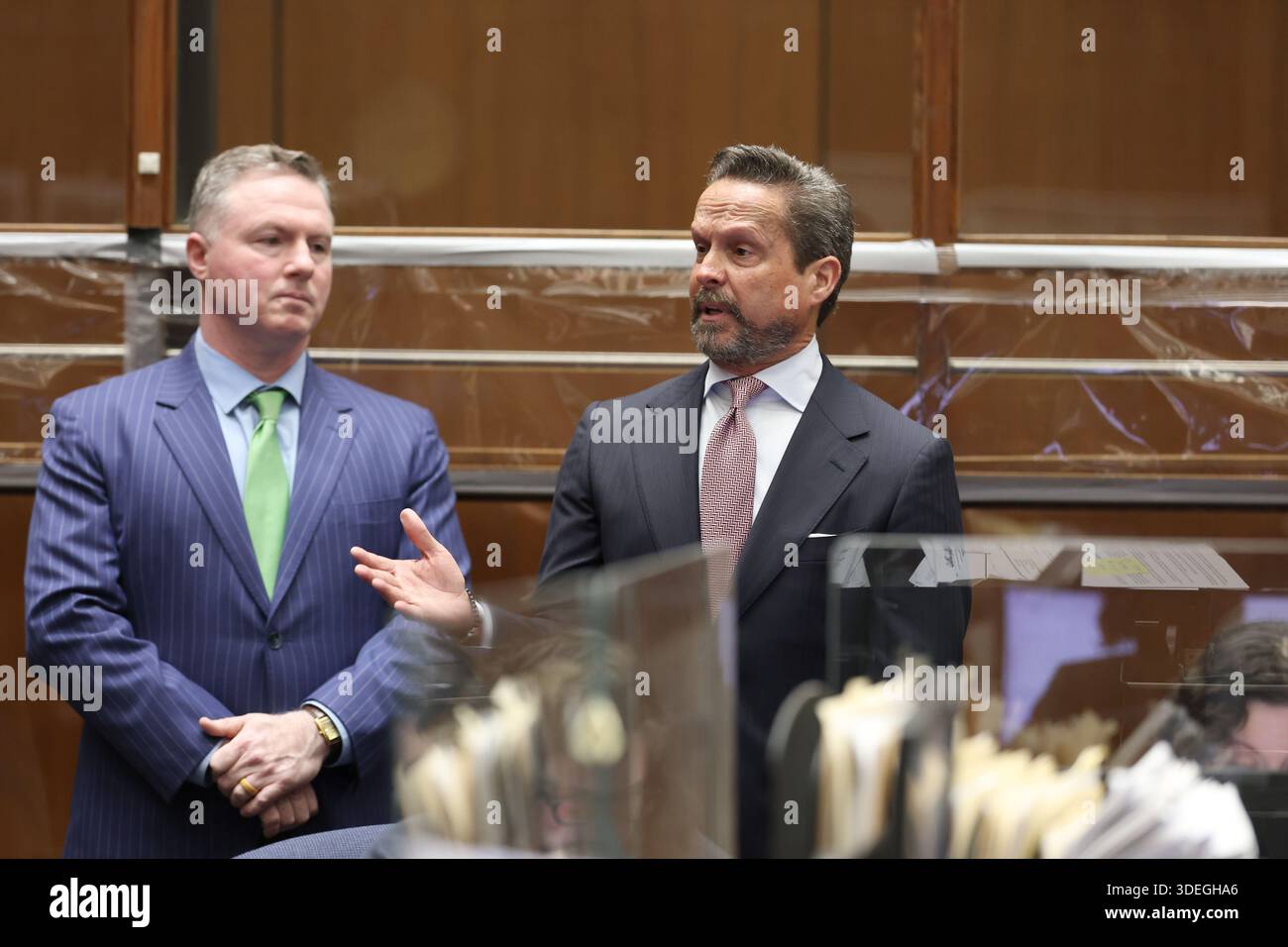 LOS ANGELES, CALIF. - JANUARY 7, 2026: Attorney Alan Jackson, right ...