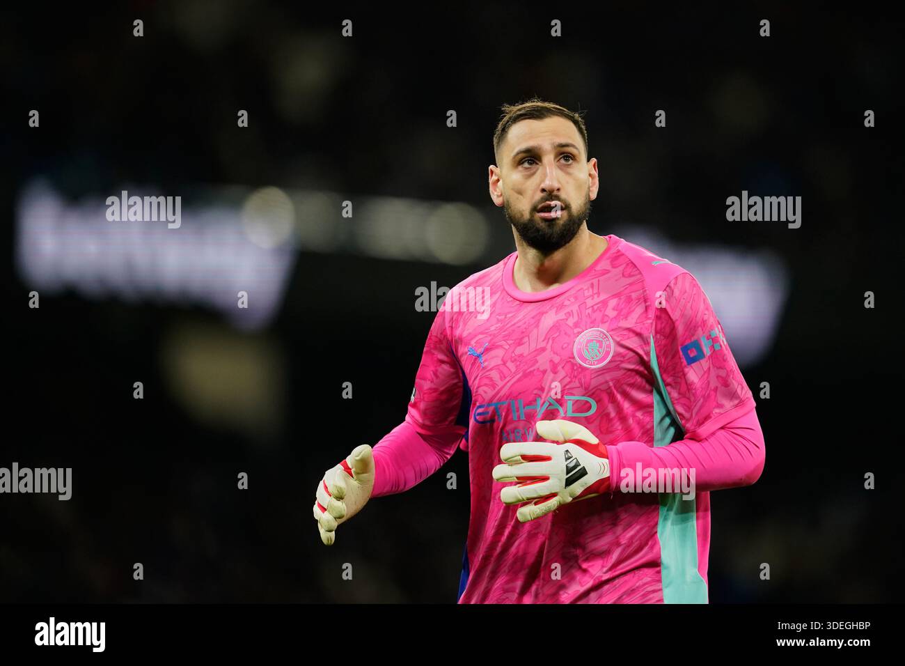 Manchester City's goalkeeper Gianluigi Donnarumma gestures during the ...