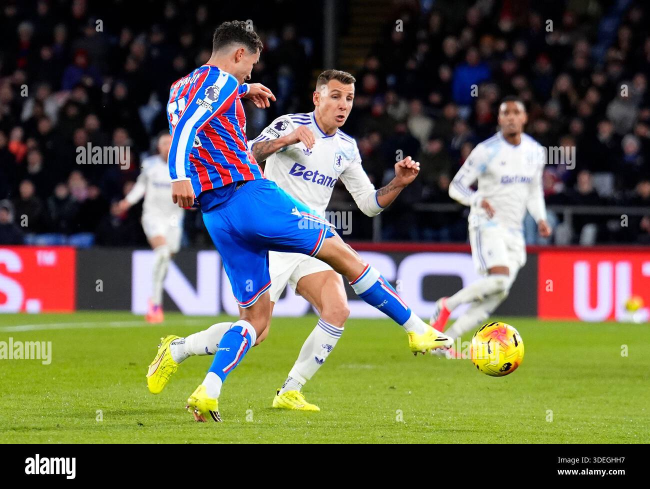Crystal Palace's Brennan Johnson attempts a shot towards goal during ...