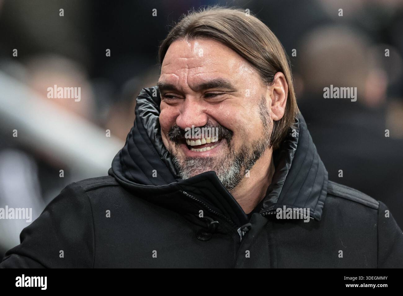 Daniel Farke manager of Leeds United full of smiles during the Premier ...