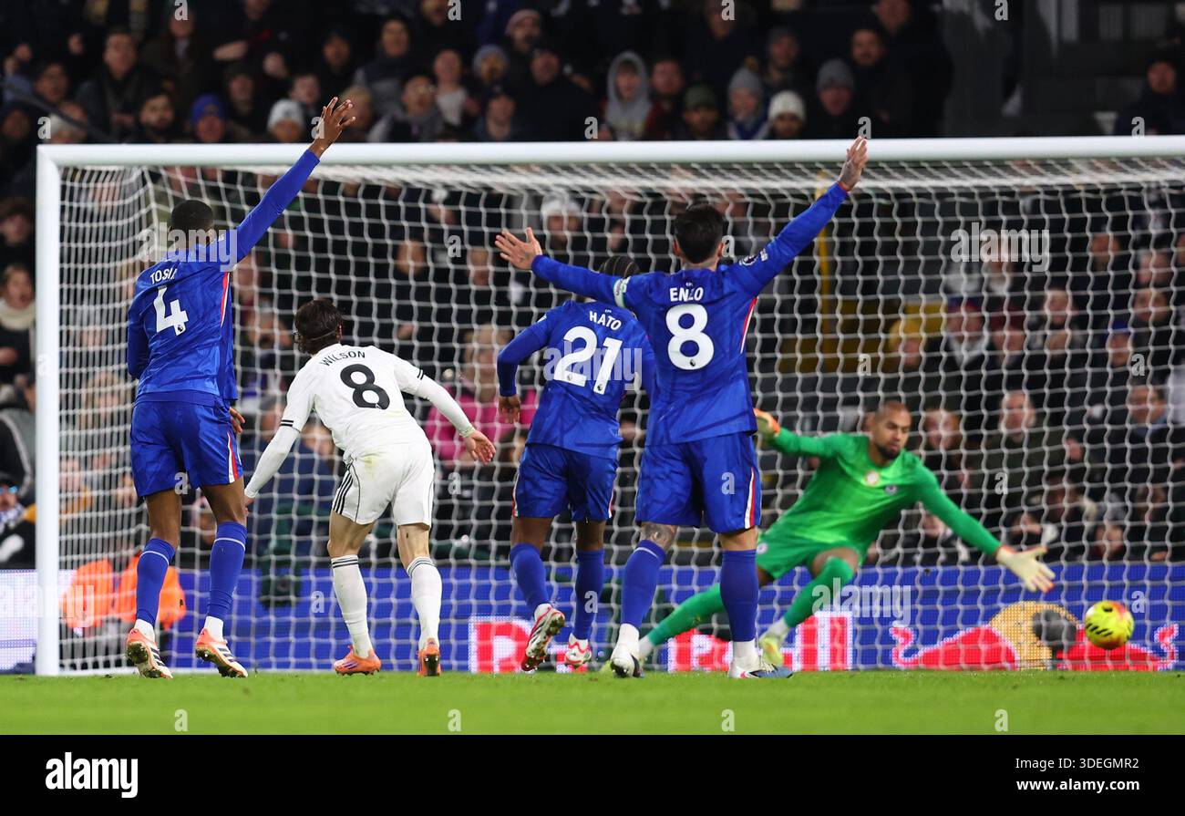 London, England, 7th January 2026. Harry Wilson of Fulham scores but ...