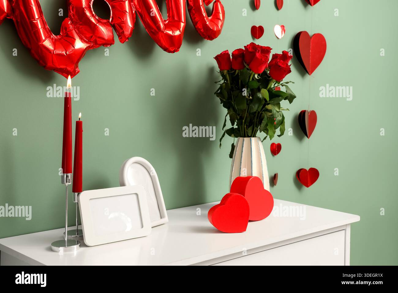 Valentines day frames burning candles hi-res stock photography and ...