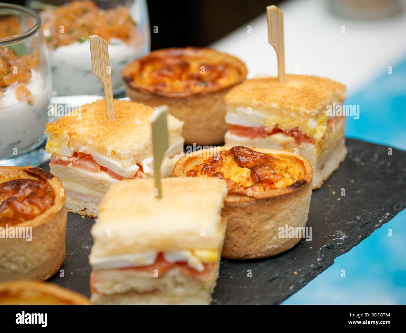 Quiches display savory pastry hi-res stock photography and images - Alamy