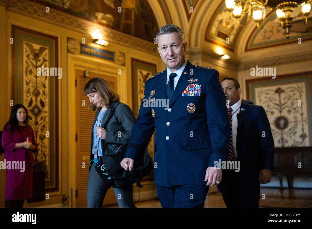 Chairman of the Joint Chiefs of Staff Dan Caine arrives to brief ...
