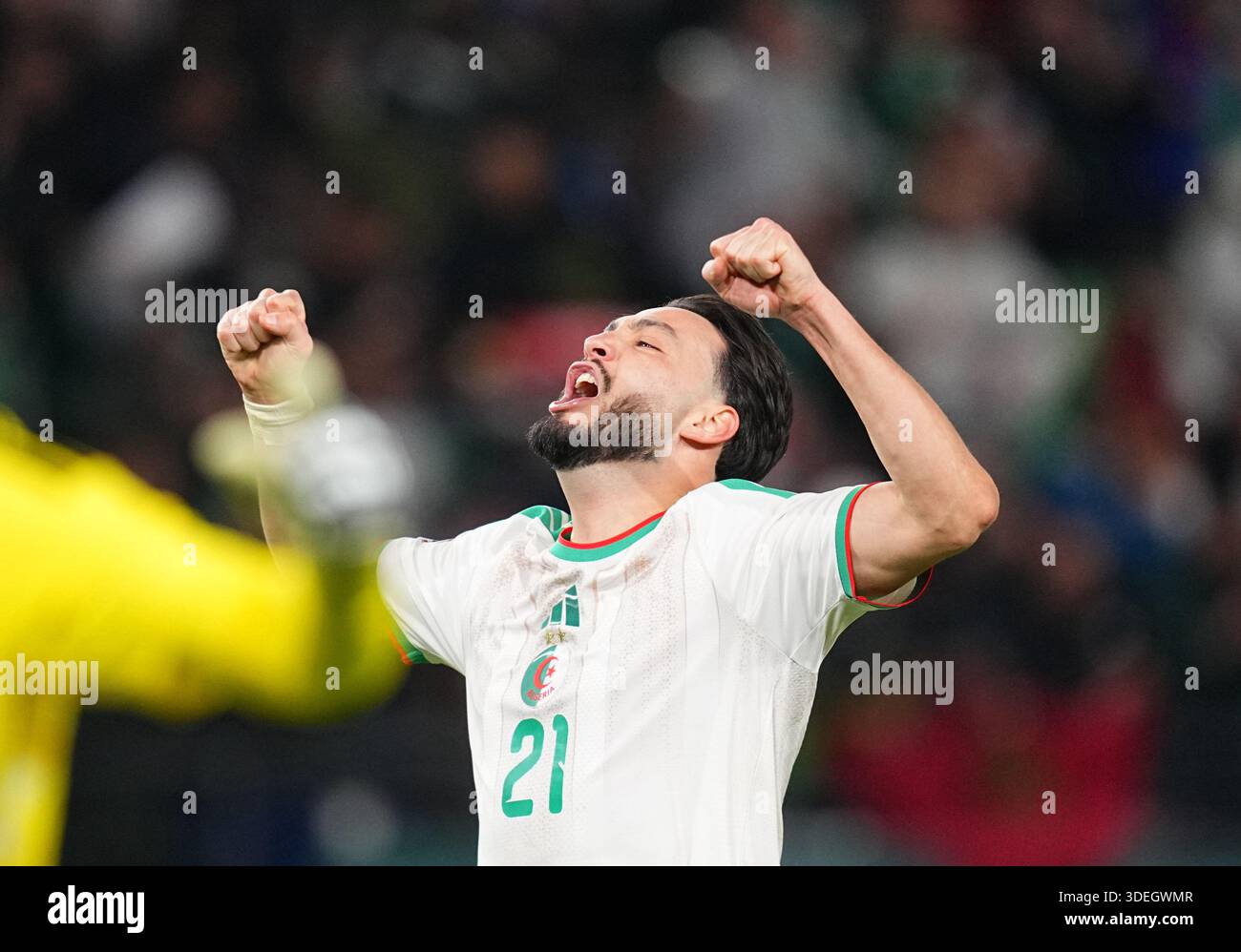 January 06 2026: Amir Selmane Rami Bensbaini of Algeria celebrate ...