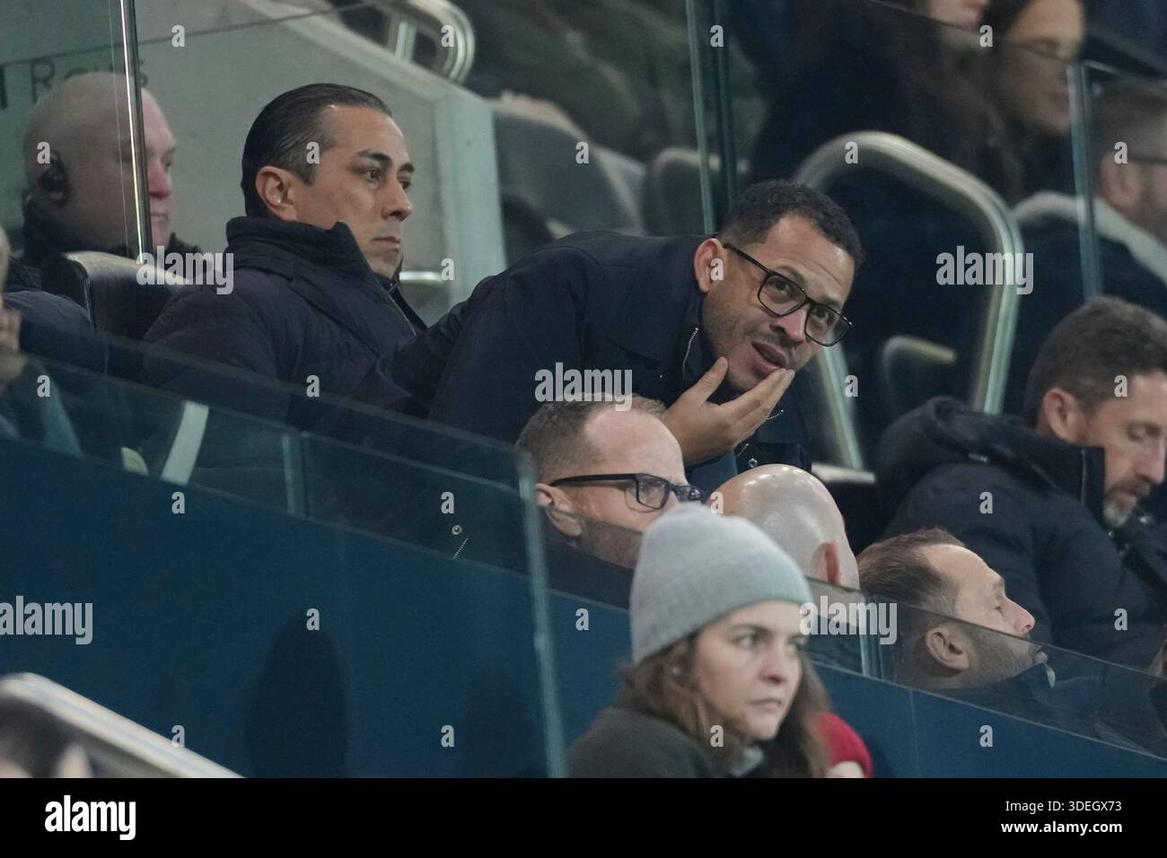 Chelsea's head coach Liam Rosenior, centre right, and Chelsea co-owner ...