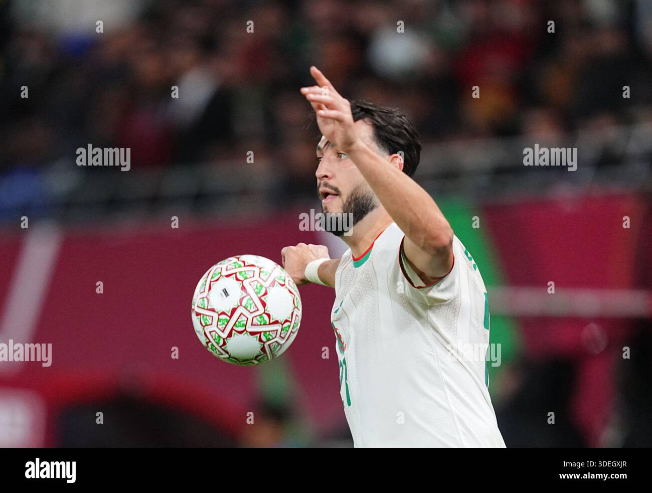 January 06 2026: Amir Selmane Rami Bensbaini of Algeria controls the ...