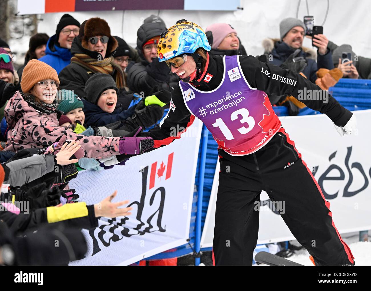 Team Canada's Miha Fontaine celebrates his fourth place finish with ...