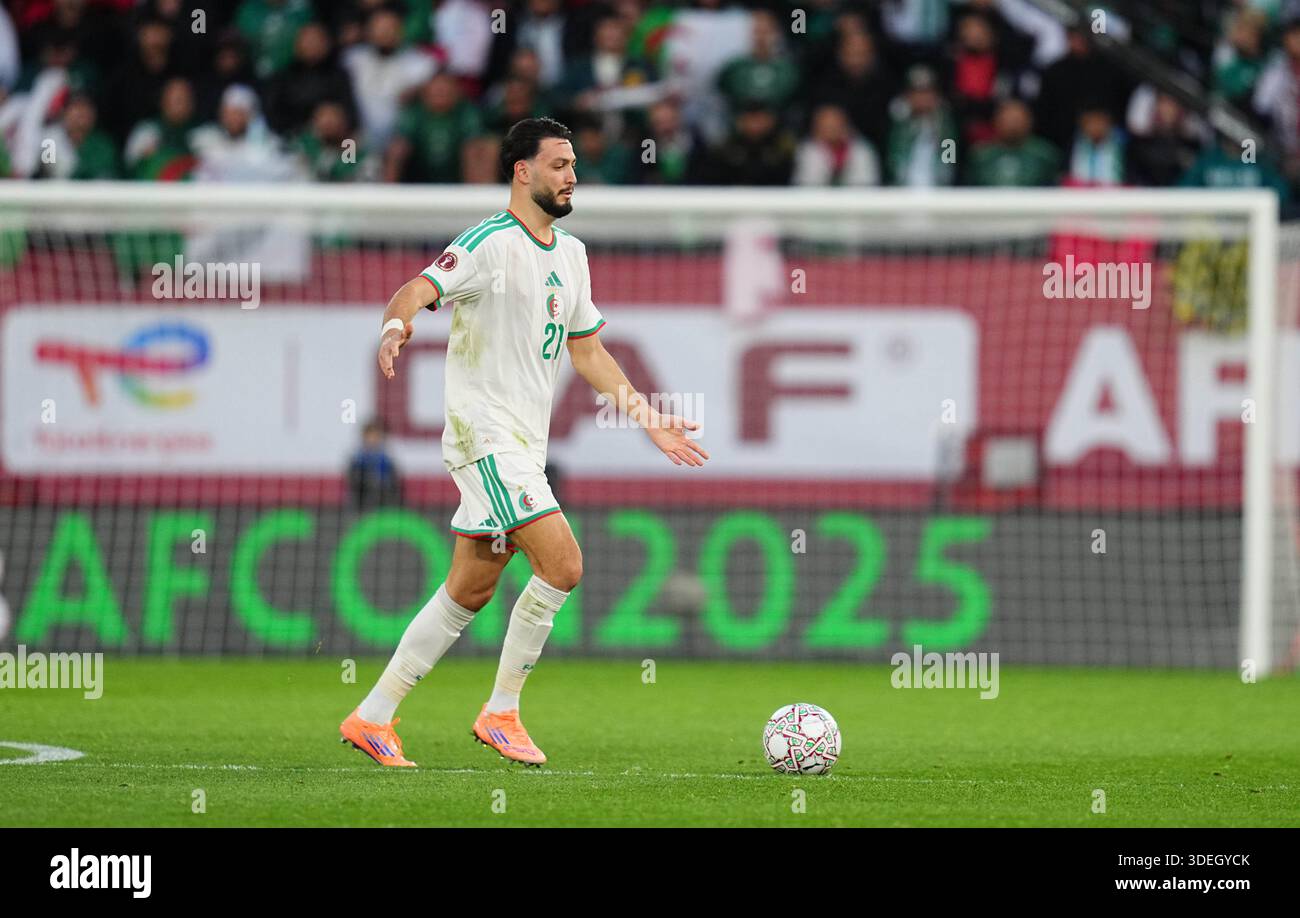 January 06 2026: Amir Selmane Rami Bensbaini of Algeria controls the ...