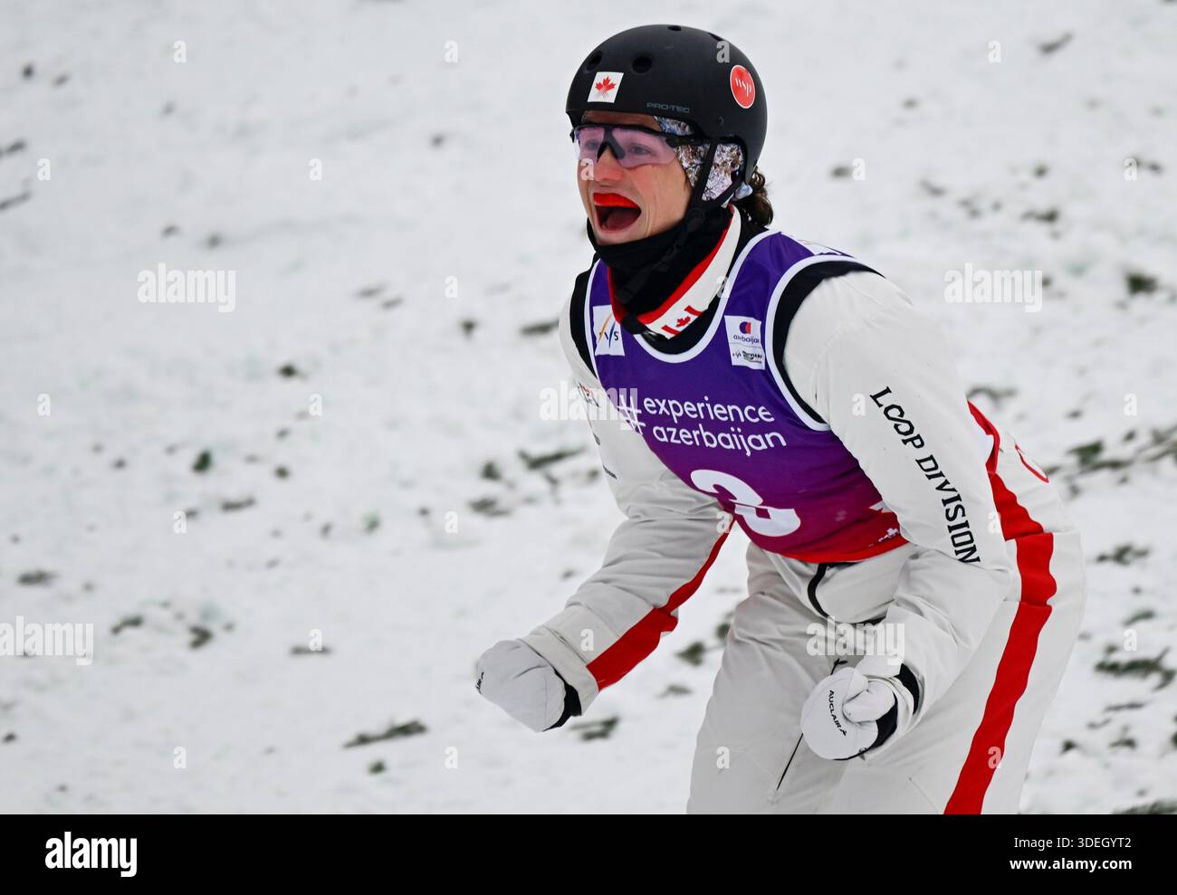 Team Canada's Marion Thenault celebrates her jump for a fourth place ...