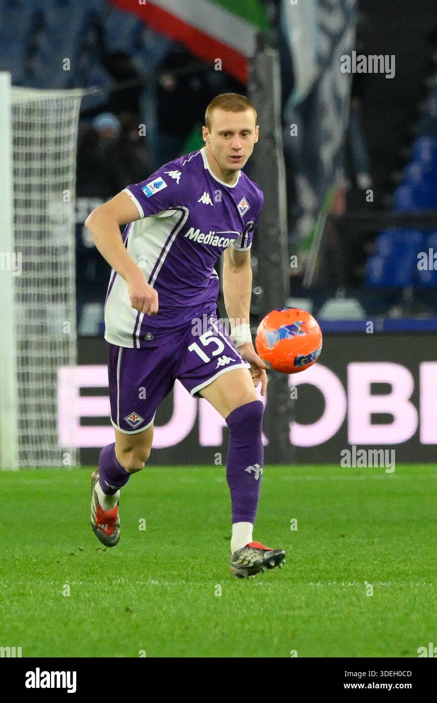 Fiorentina's Pietro Comuzzo during the Italian Football Championship ...