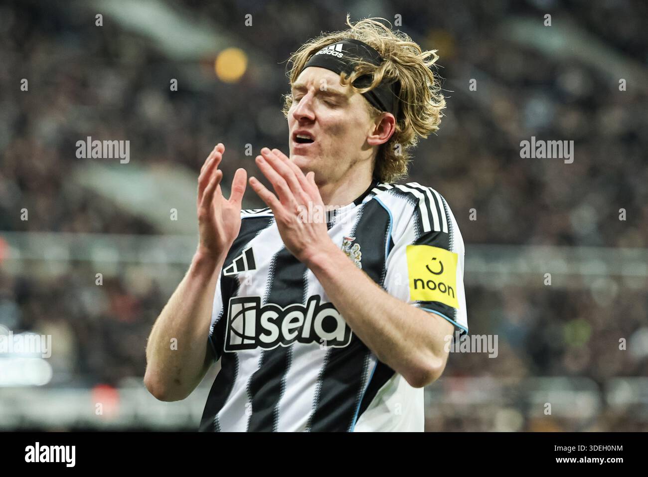 Anthony Gordon of Newcastle Untied reacts during the Premier League ...