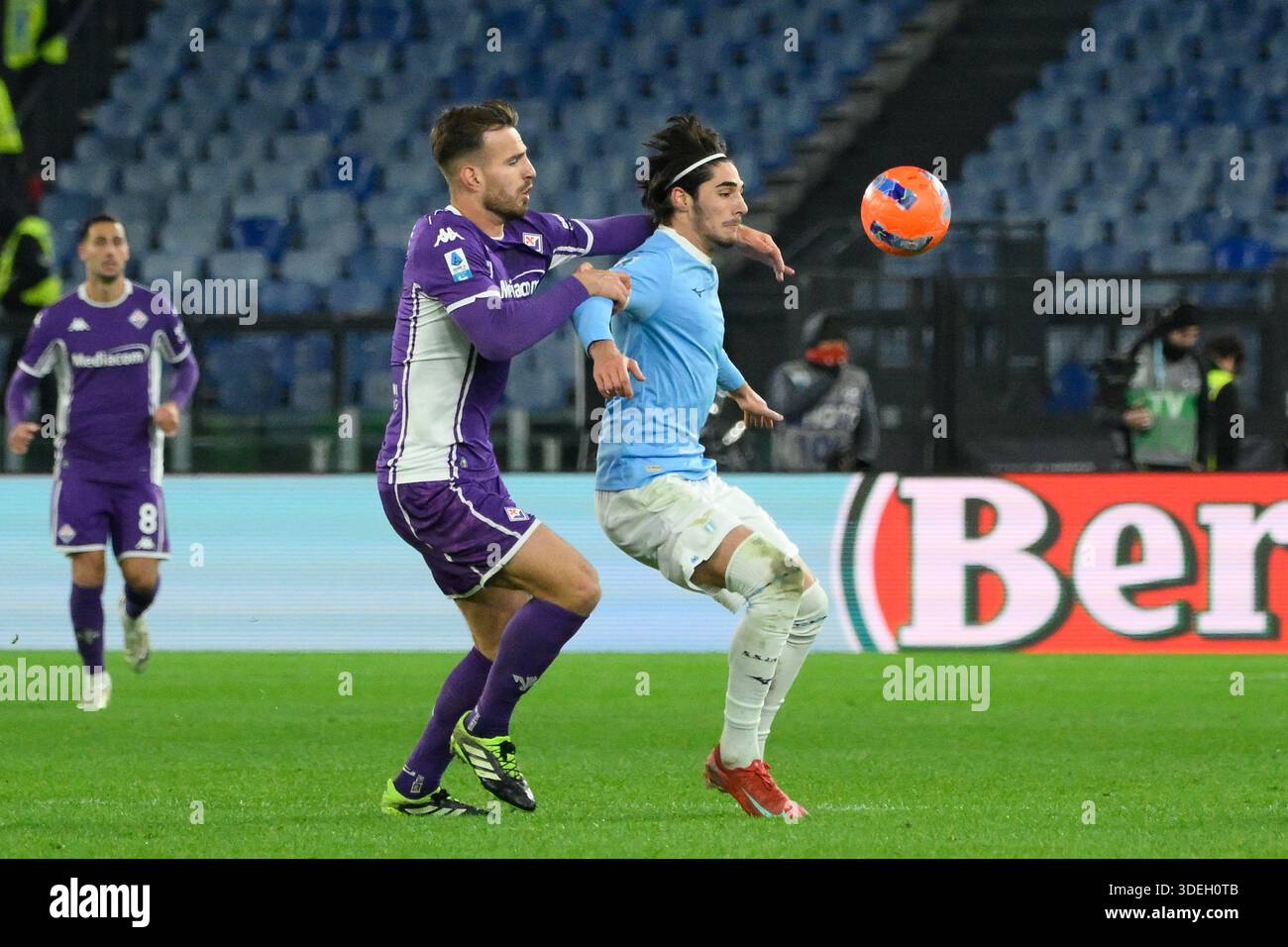 Fiorentina's Marin Pongracic and Lazioâ??s Matteo Cancellieri during ...