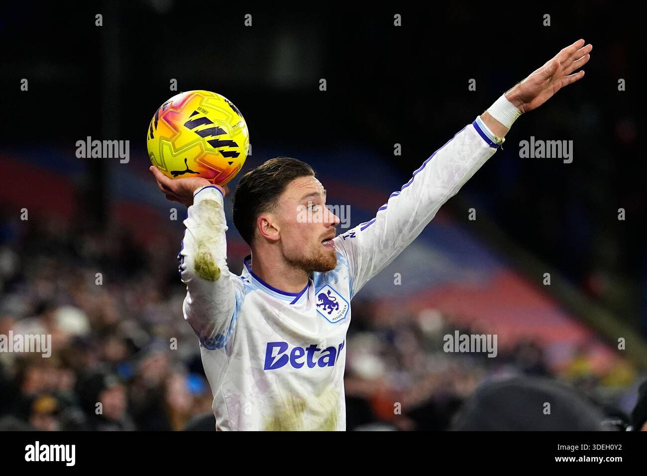 Leeds United's Jayden Bogle attempts a throw-in during the Premier ...