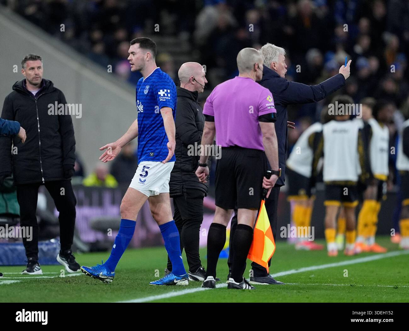 Everton's Michael Keane after being sent off during the Premier League ...