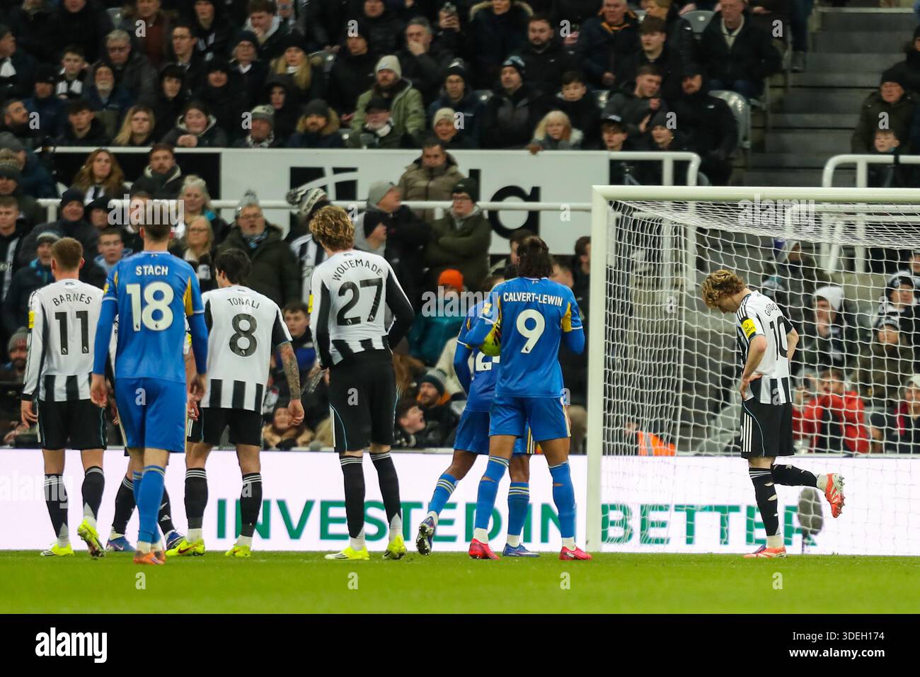 Anthony Gordon Of Newcastle United scuffs up the penalty spot during ...