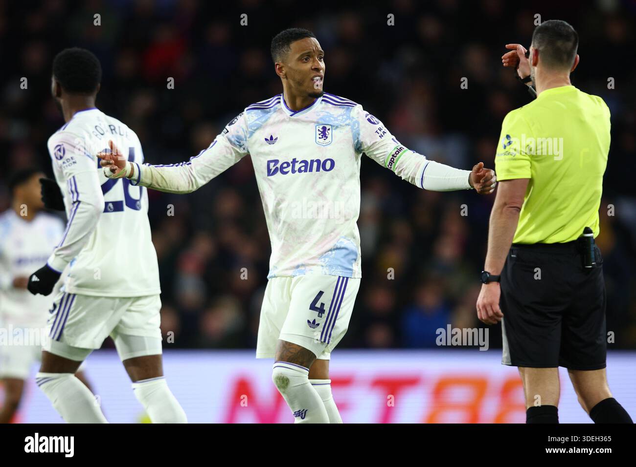 LONDON, UK - 7th Jan 2026: Ezri Konsa of Aston Villa appeals to Referee ...