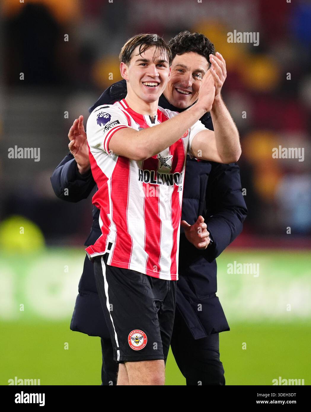 Brentford's Yehor Yarmoliuk applauds the fans following the Premier ...