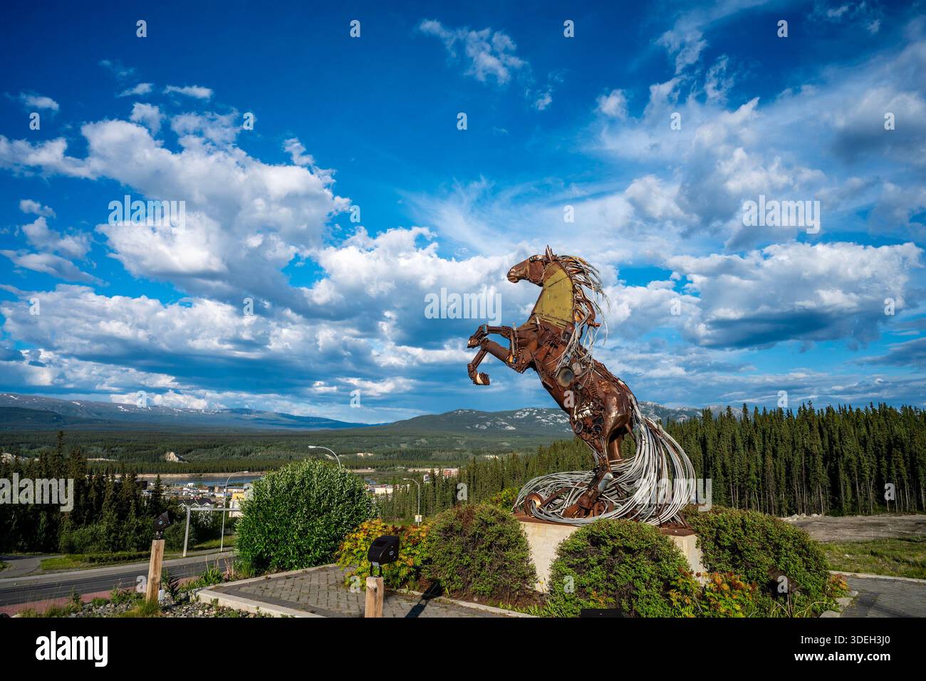 Daphne Mennell's sculpture, "The Horse of Whitehorse" greets visitors ...