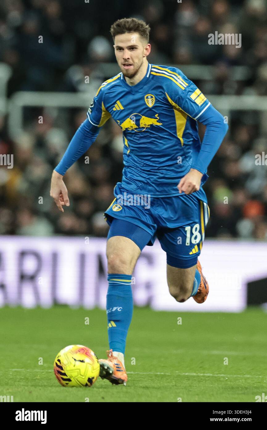 Anton Stach of Leeds United breaks with the ball during the Premier ...