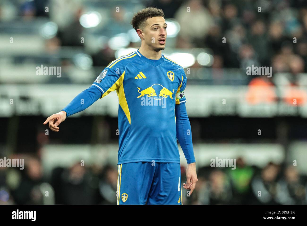 Ethan Ampadu of Leeds United gives his team instructions during the ...