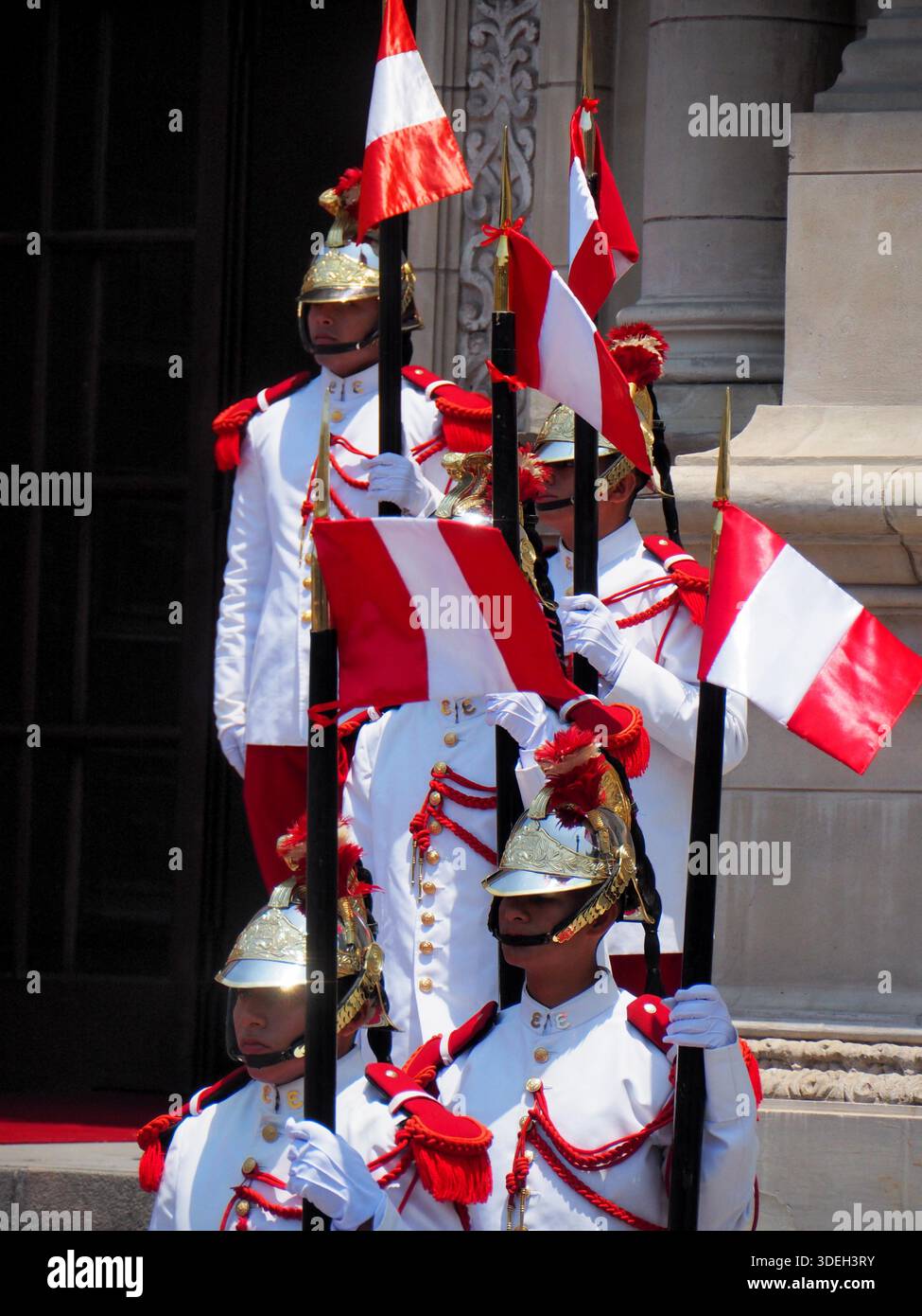 Government Palace guard during the visit to Lima of Jose Antonio Kast ...