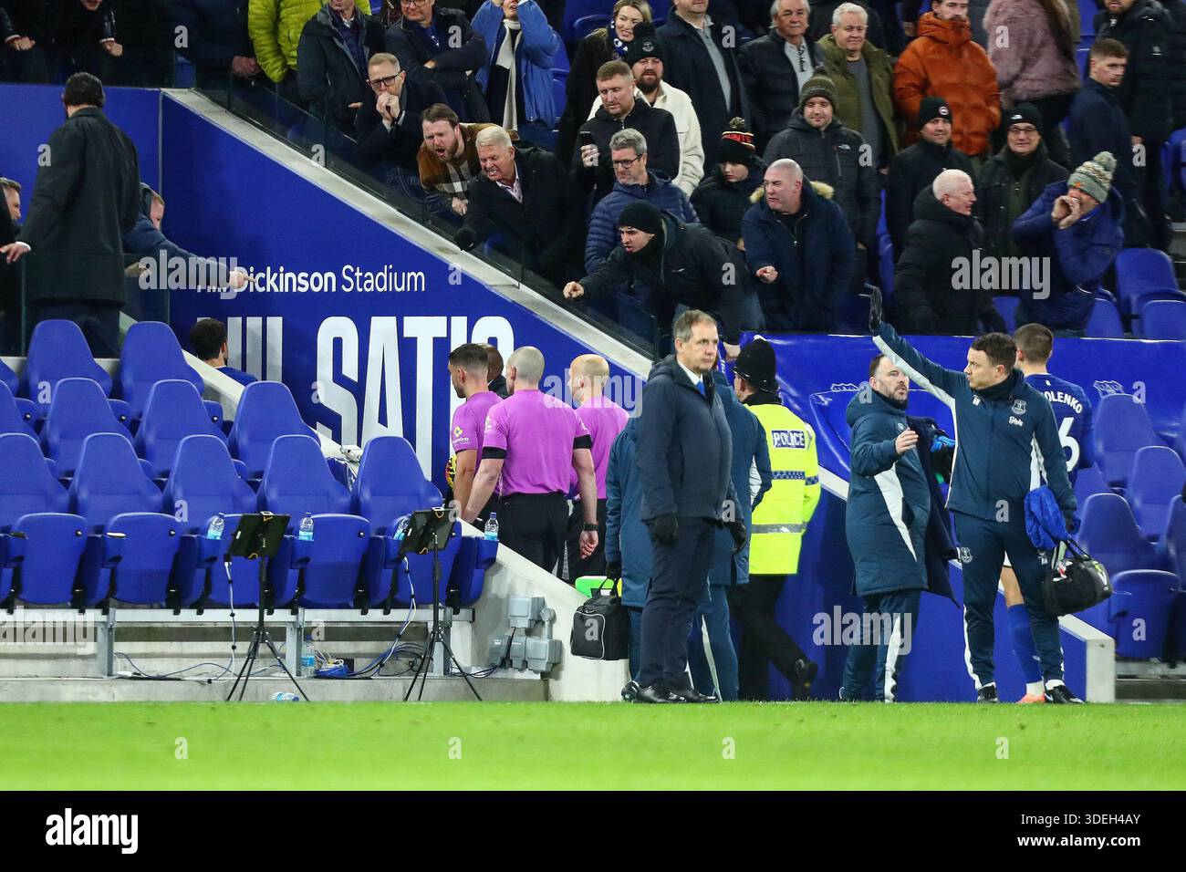 Referee, Tom Kirk walks off pitch following full time during the ...