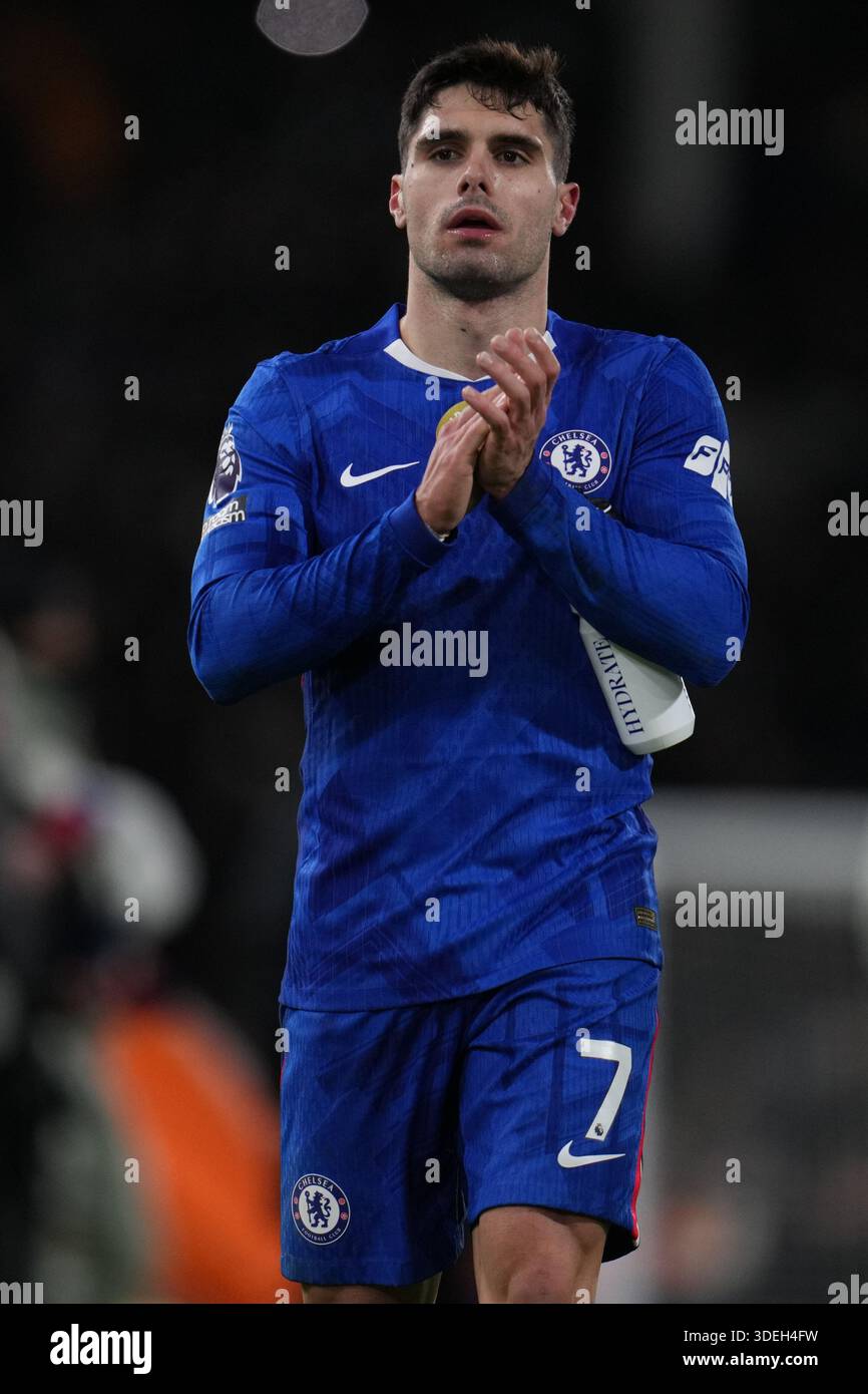 Pedro Neto of Chelsea applauds away support at full time during the ...