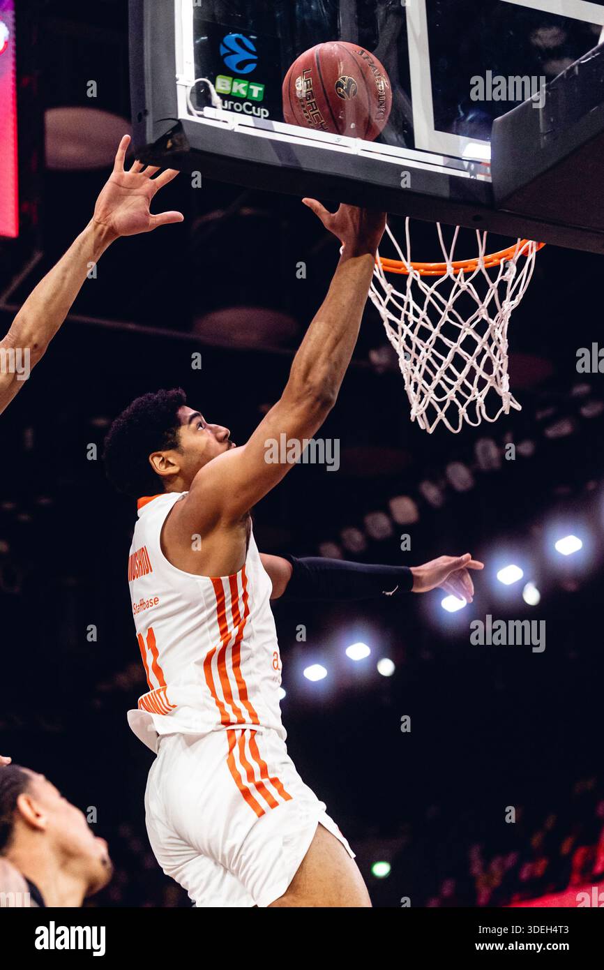 London, UK. 7 January, 2026 Niners' player Kostja Mushidi during BKT ...