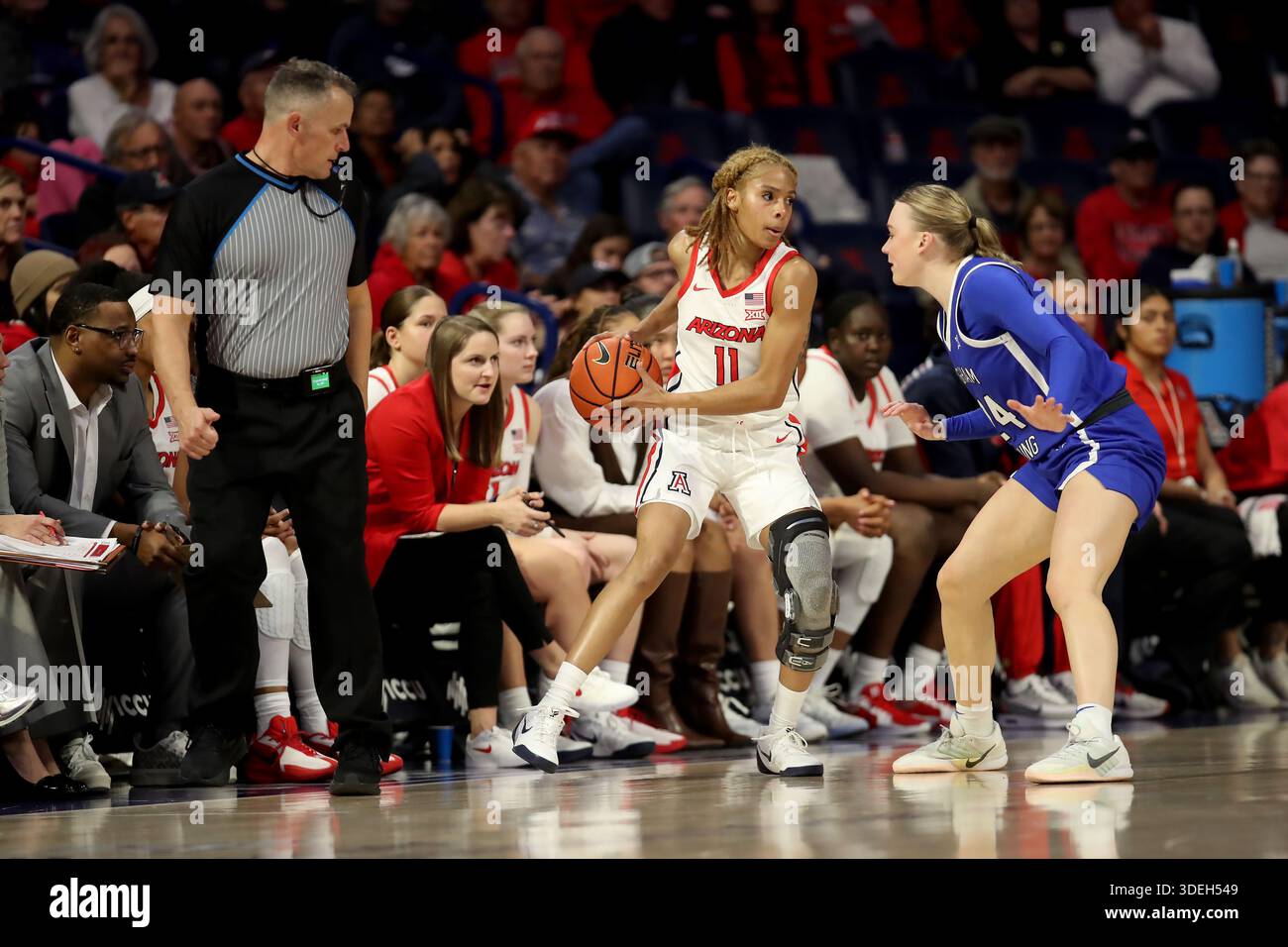 TUCSON, AZ - JANUARY 06: BYU Cougars guard Kambree Barber (14) guards ...
