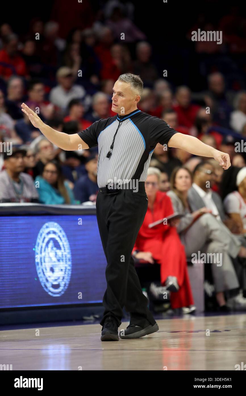 TUCSON, AZ - JANUARY 06: Referee Kyle Bacon during a women's basketball ...