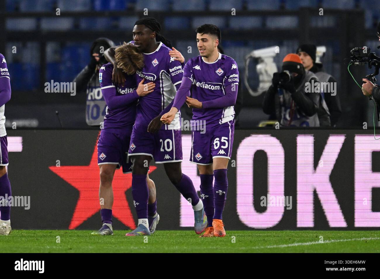 Albert Guomundsson of A.C.F. Fiorentina celebrates after scoring the ...