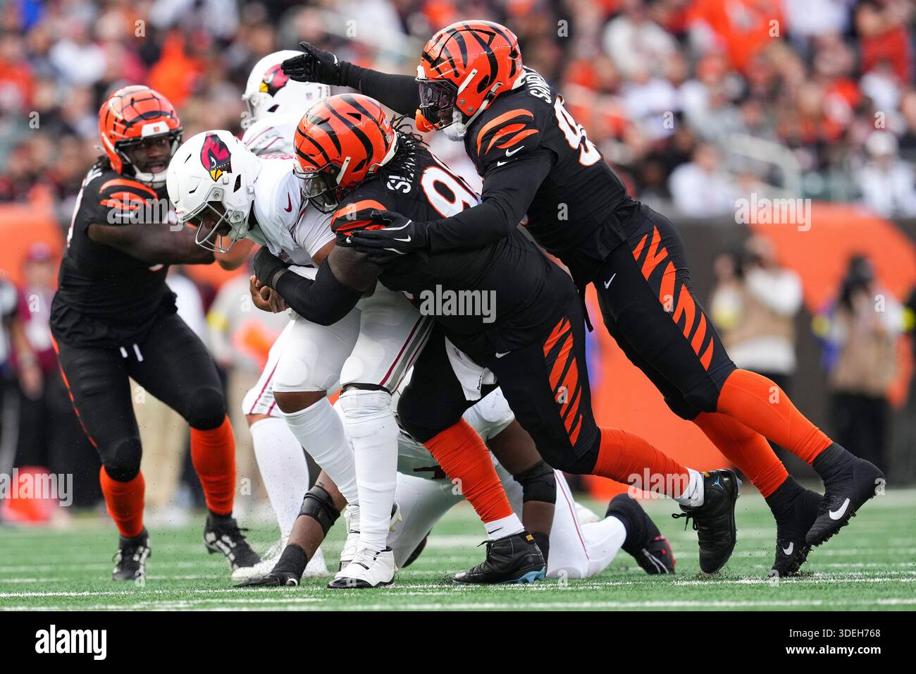 Cincinnati Bengals defensive tackle T.J. Slaton Jr. (98) sacks Arizona ...