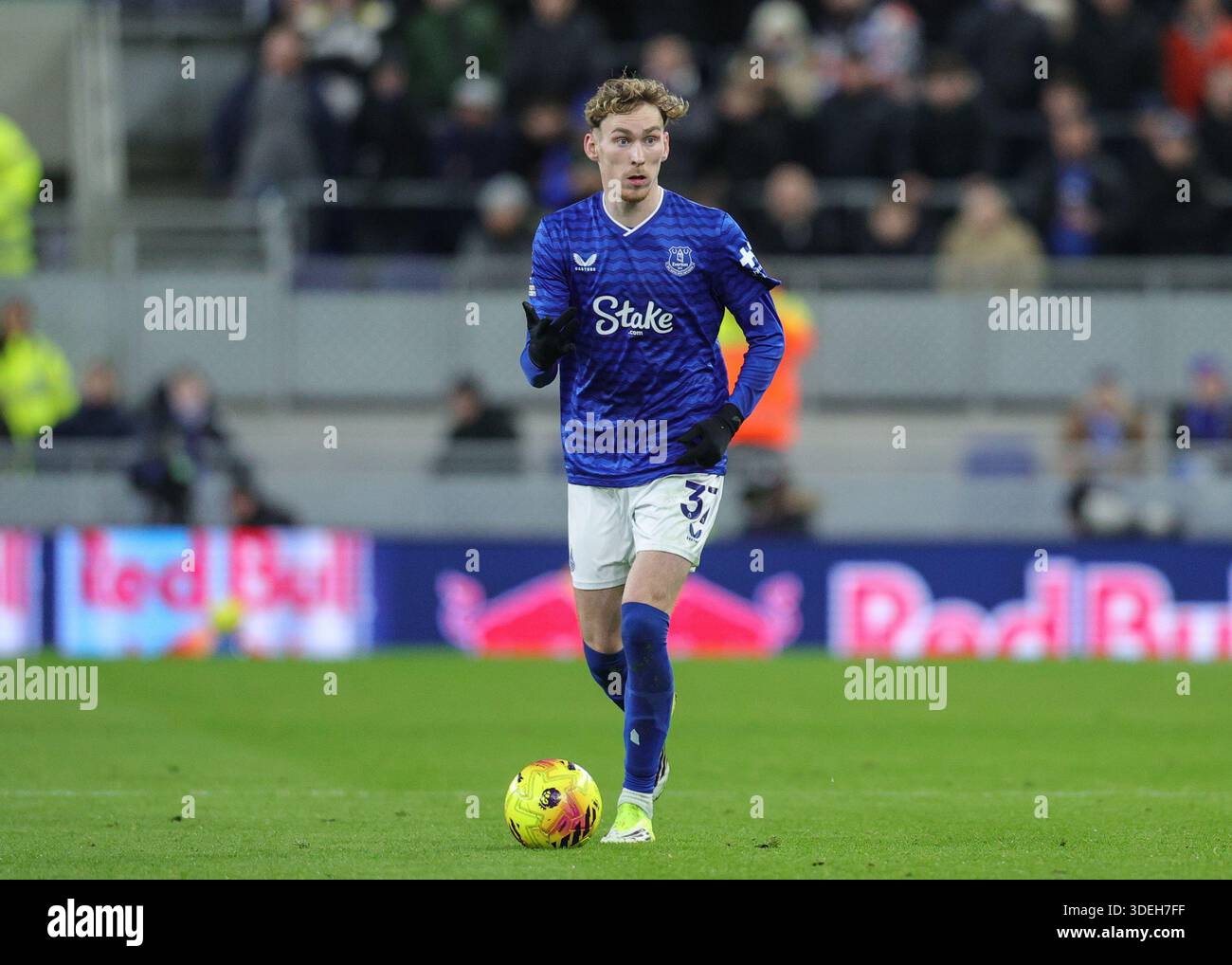 James Garner of Everton with the ball during the Premier League match ...