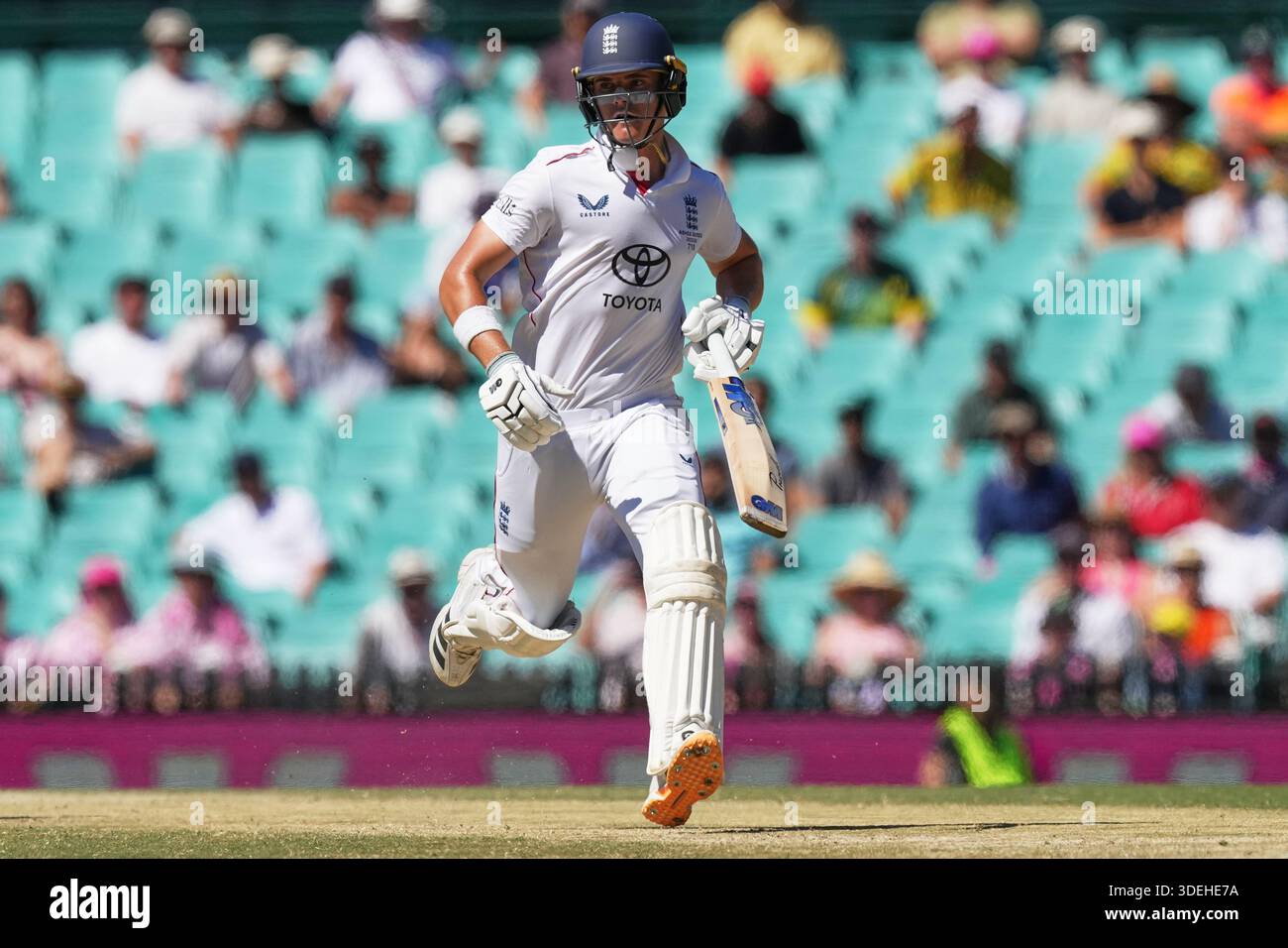 England's Jacob Bethell runs between the wickets during play on the last day of the fifth and ...