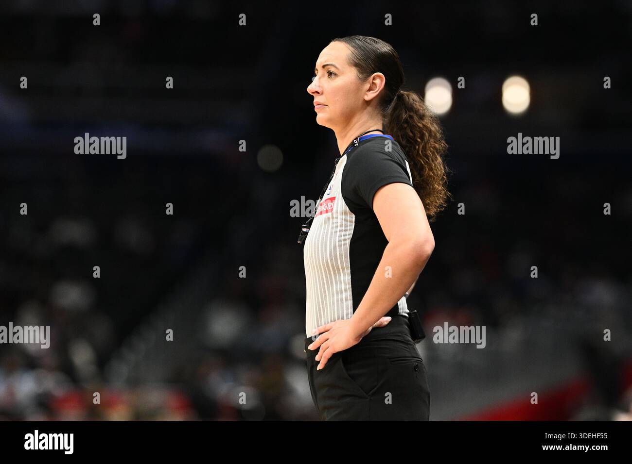 =NBA referee Ashley Moyer-Gleich (13) during the second half of an NBA ...
