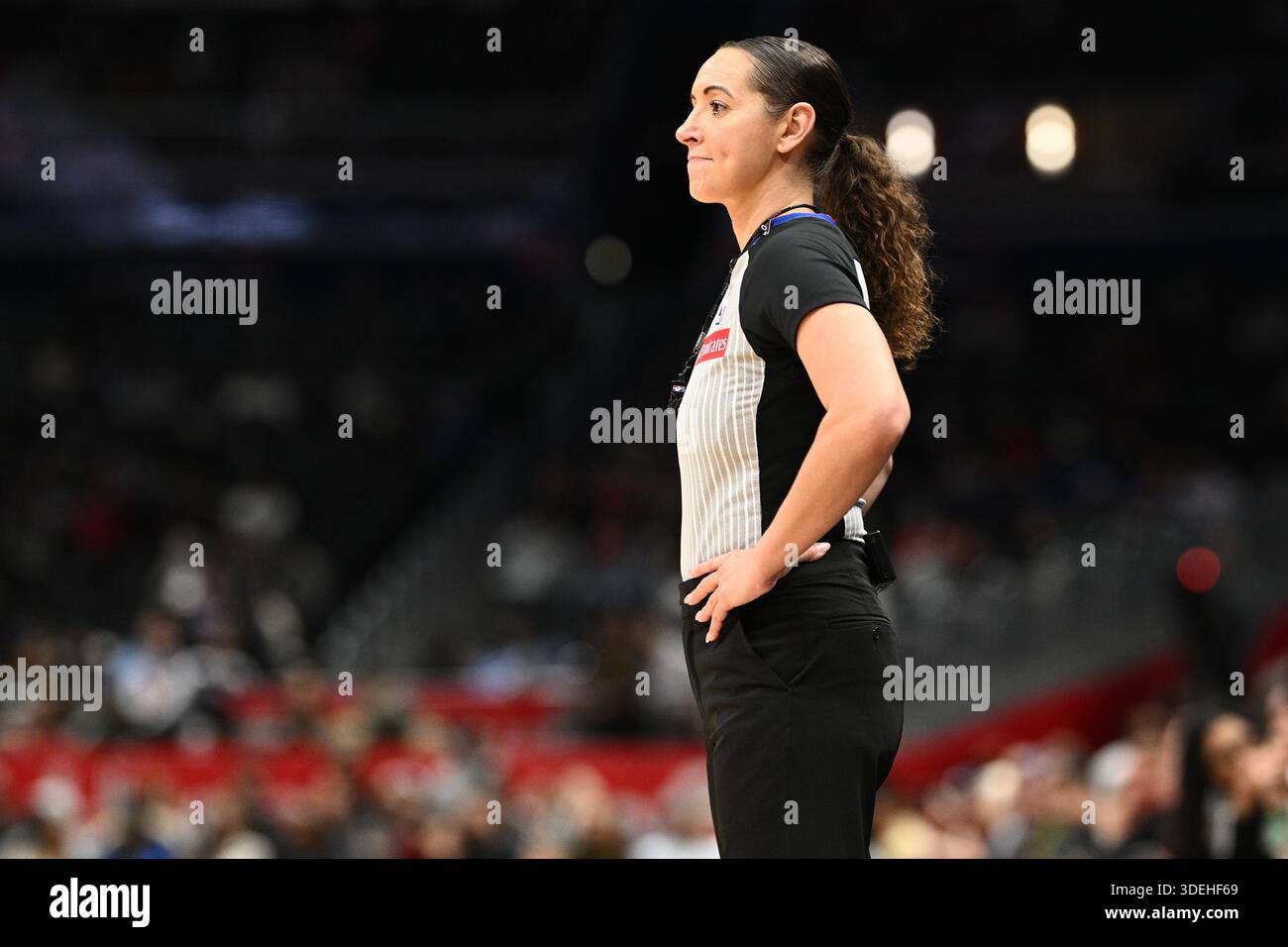 =NBA referee Ashley Moyer-Gleich (13) during the second half of an NBA ...
