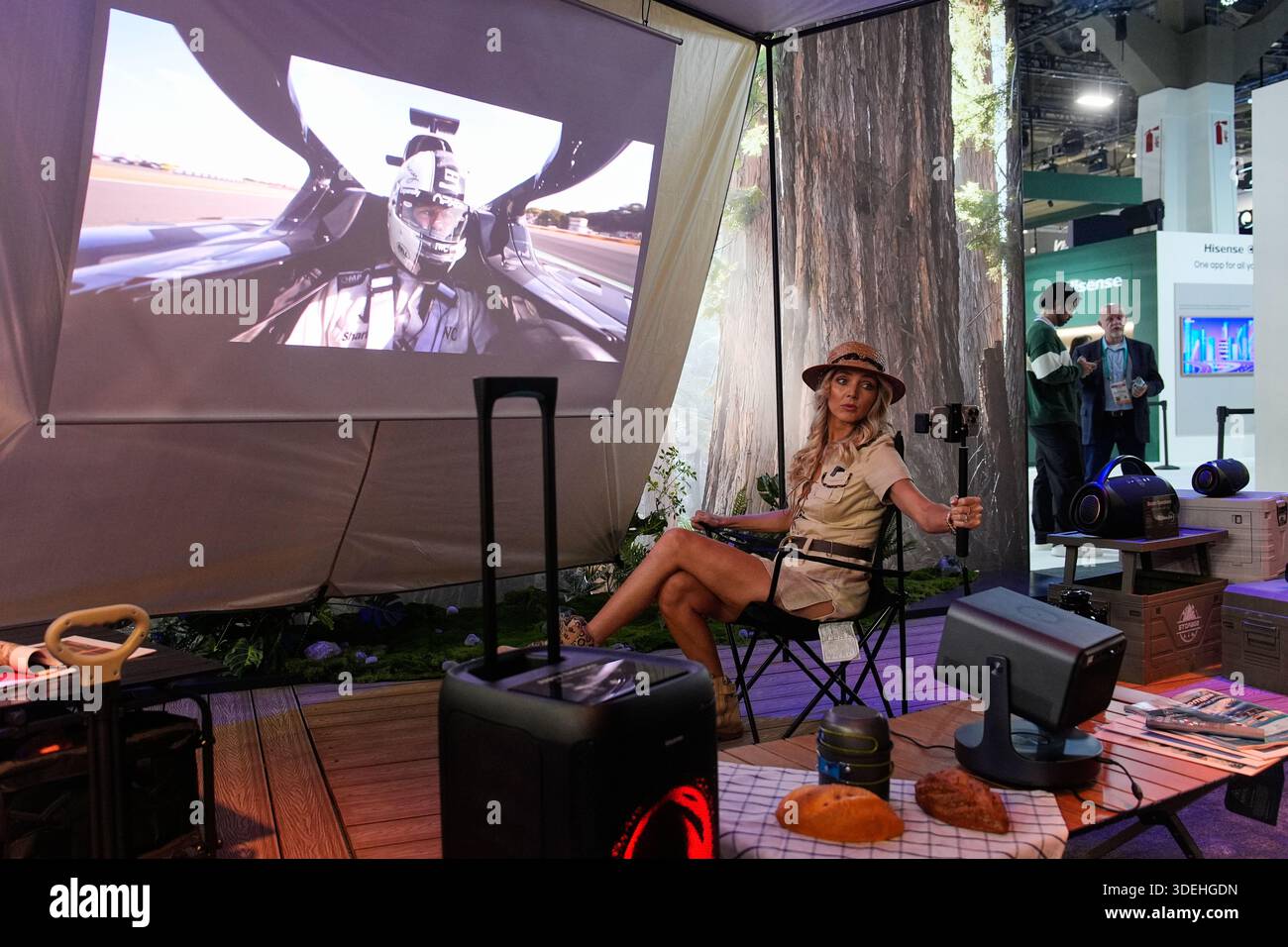 A laser projector display is seen at the Hisense booth during the CES ...