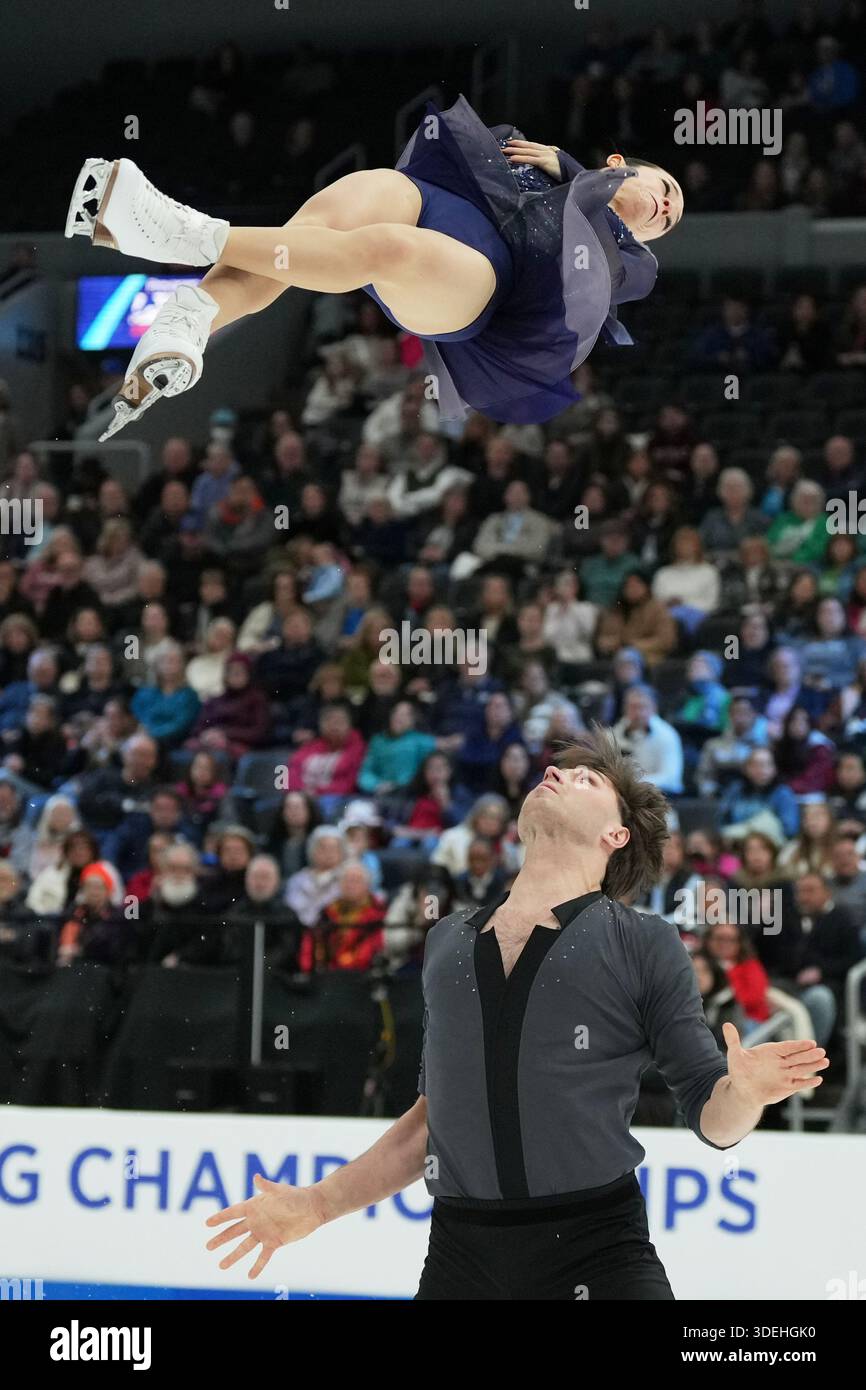 Katie McBeath and Daniil Parkman compete during the pairs short program ...