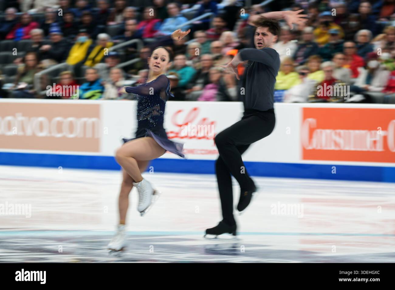 Katie McBeath and Daniil Parkman compete during the pairs short program ...