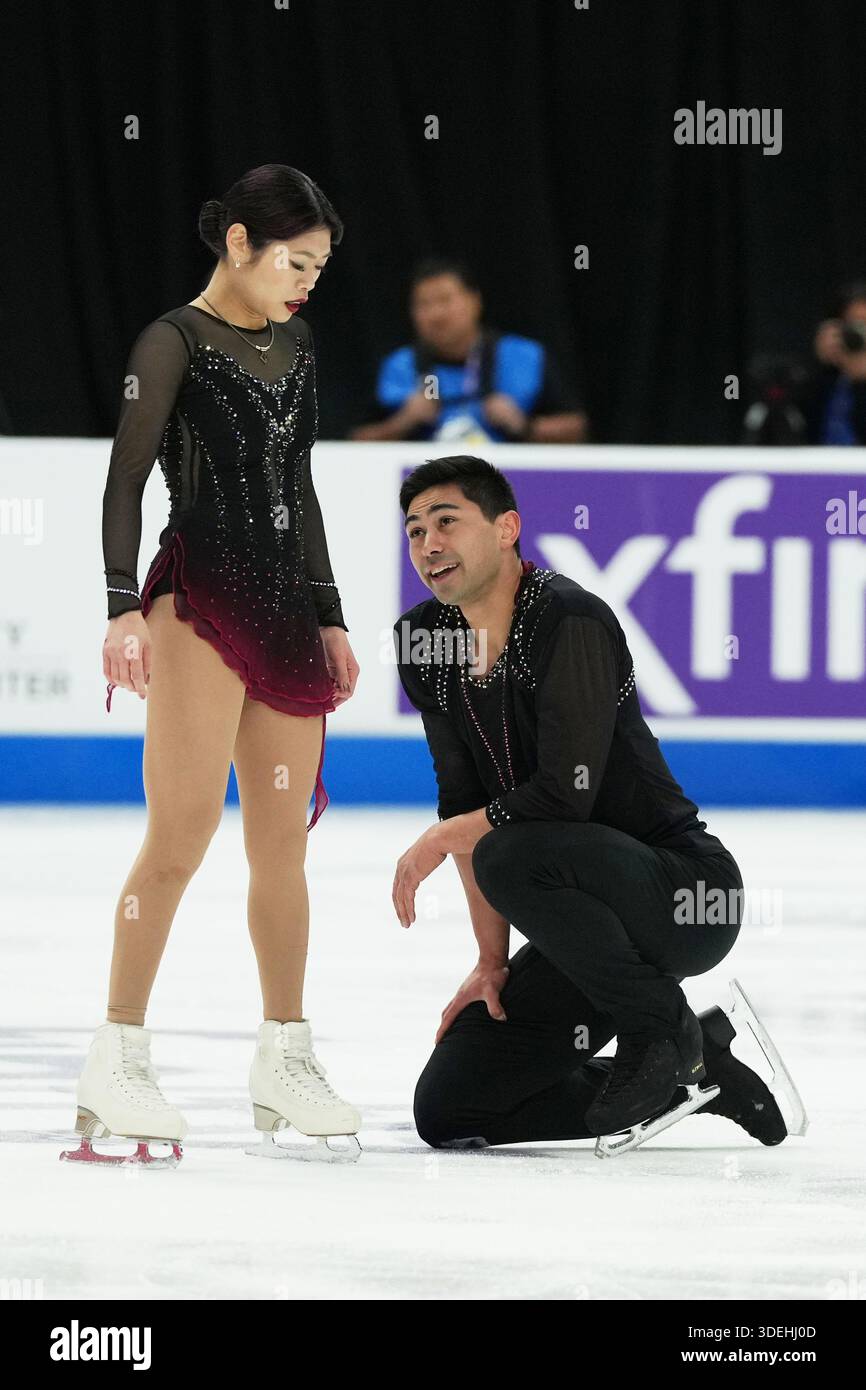 Emily Chan and Spencer Akira Howe compete during the pairs short ...