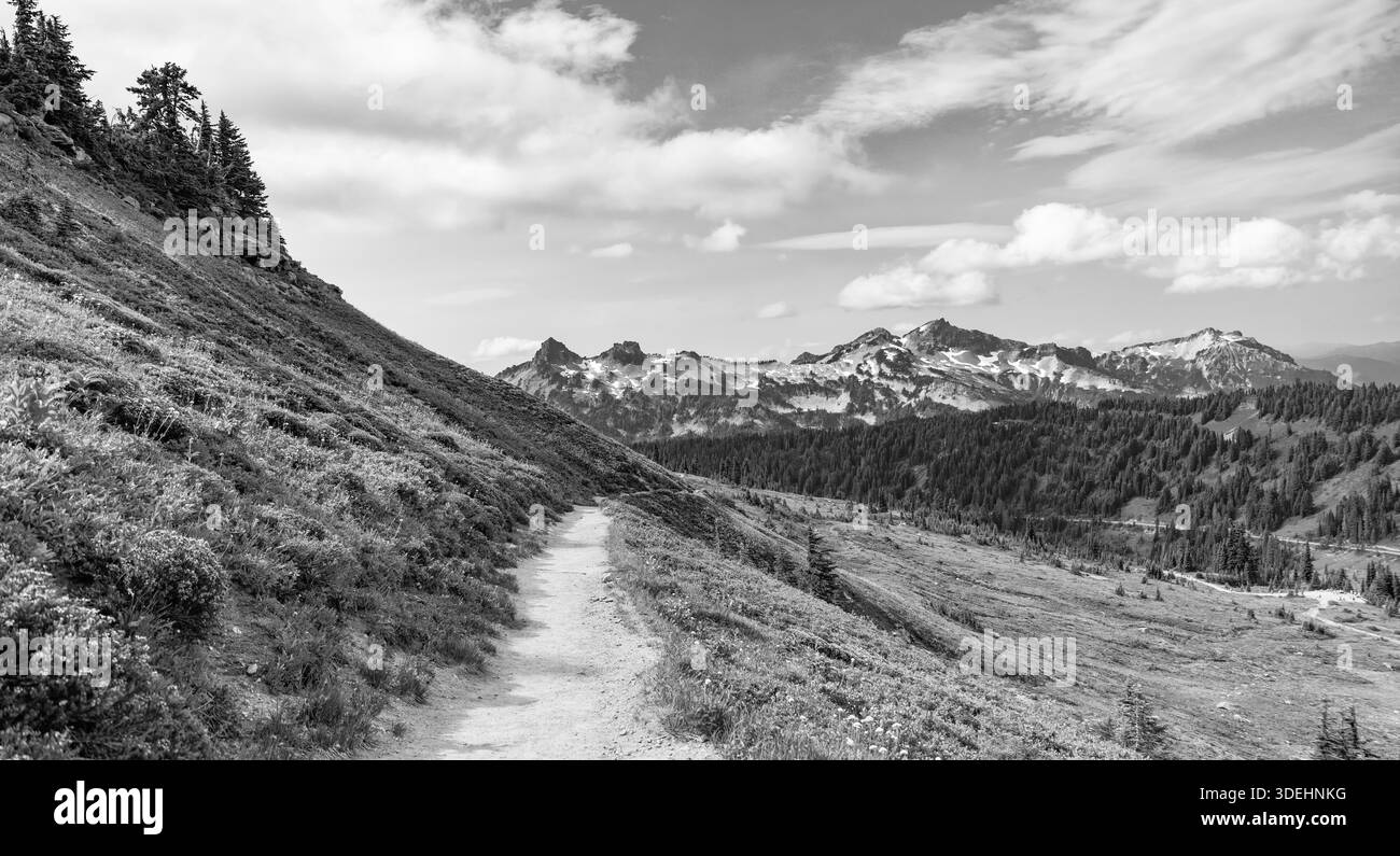 Pathway walking path in picturesque mountain landscape. Hiking trail ...