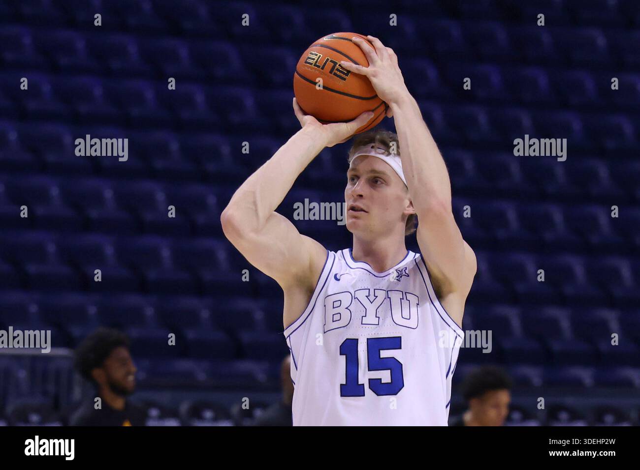 BYU guard Richie Saunders warms up before an NCAA basketball game ...