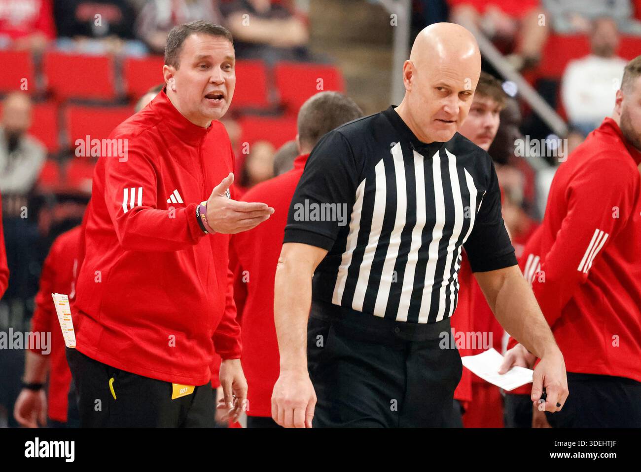 North Carolina State's Will Wade talks with an official during the ...