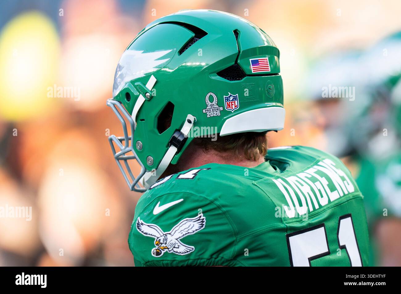 Philadelphia Eagles center Cam Jurgens's helmet dawns the 2026 Pro Bowl ...