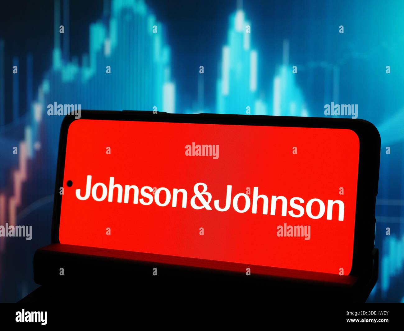 In this photo illustration, the Johnson & Johnson logo seen displayed ...