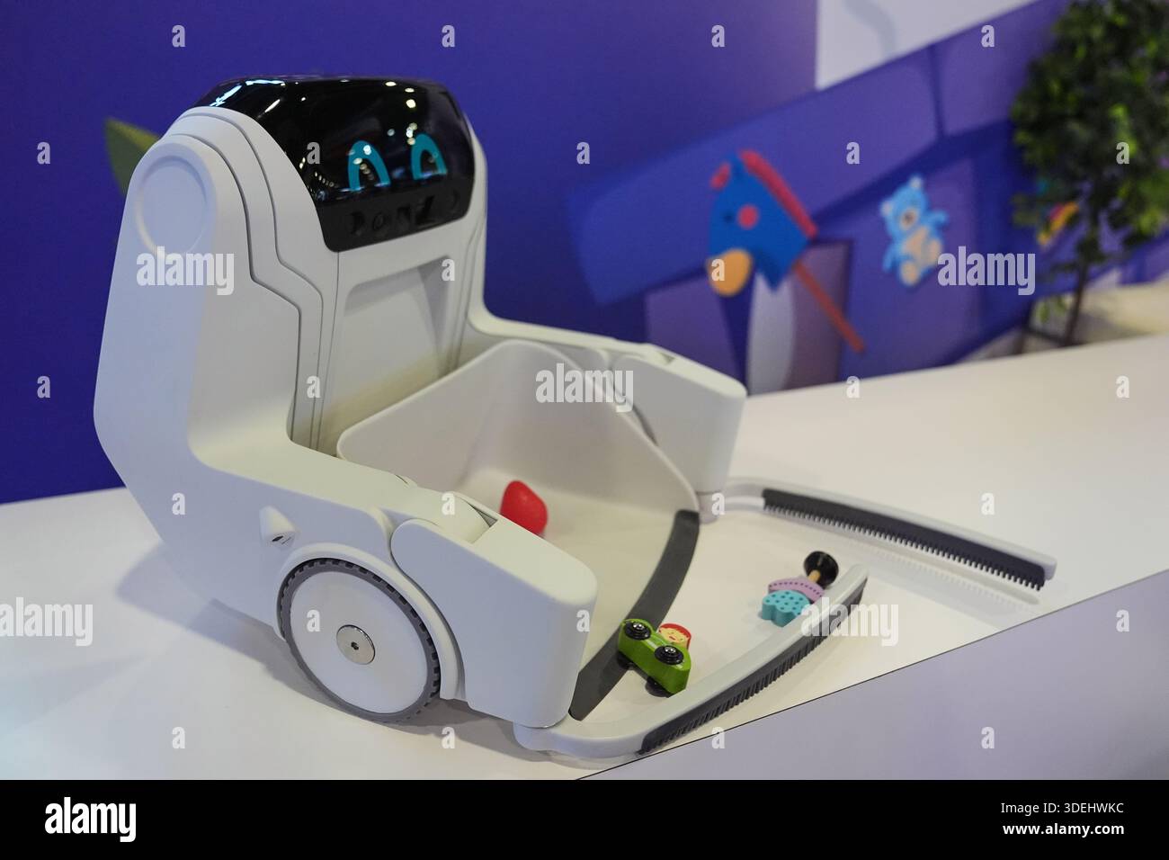 Clutterbot robot sits on display at the Clutterbot booth during the CES ...