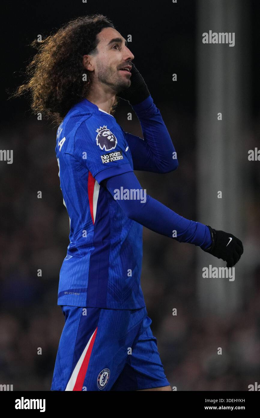 Marc Cucurella of Chelsea walks off after red card during the Premier ...