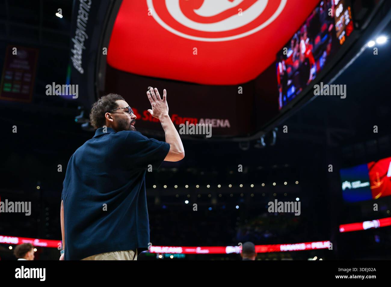 Atlanta Hawks guard Trae Young reacts during the second half of an NBA ...